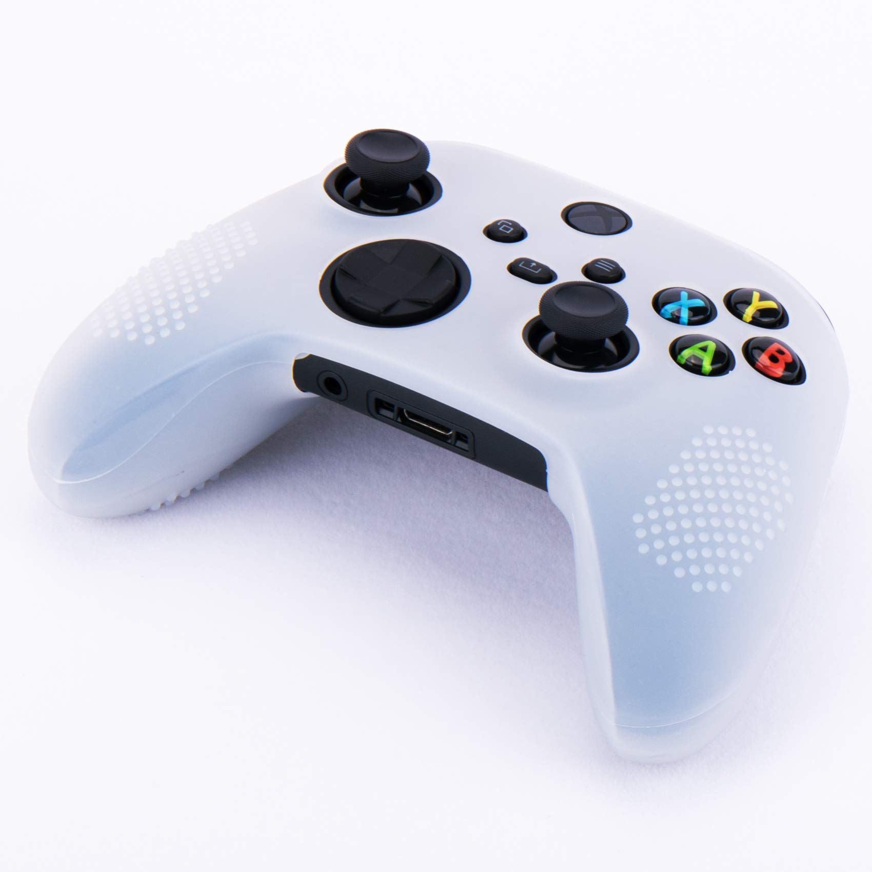 YoRHa Silicone Cover Skin Case for Xbox Series X/S Controller x 1(White) with Thumb Grips x 10