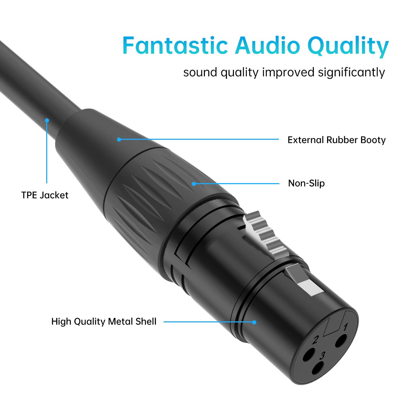 Yinker XLR Male to Female Microphone Cable 5ft (Oxygen-Free Copper)
