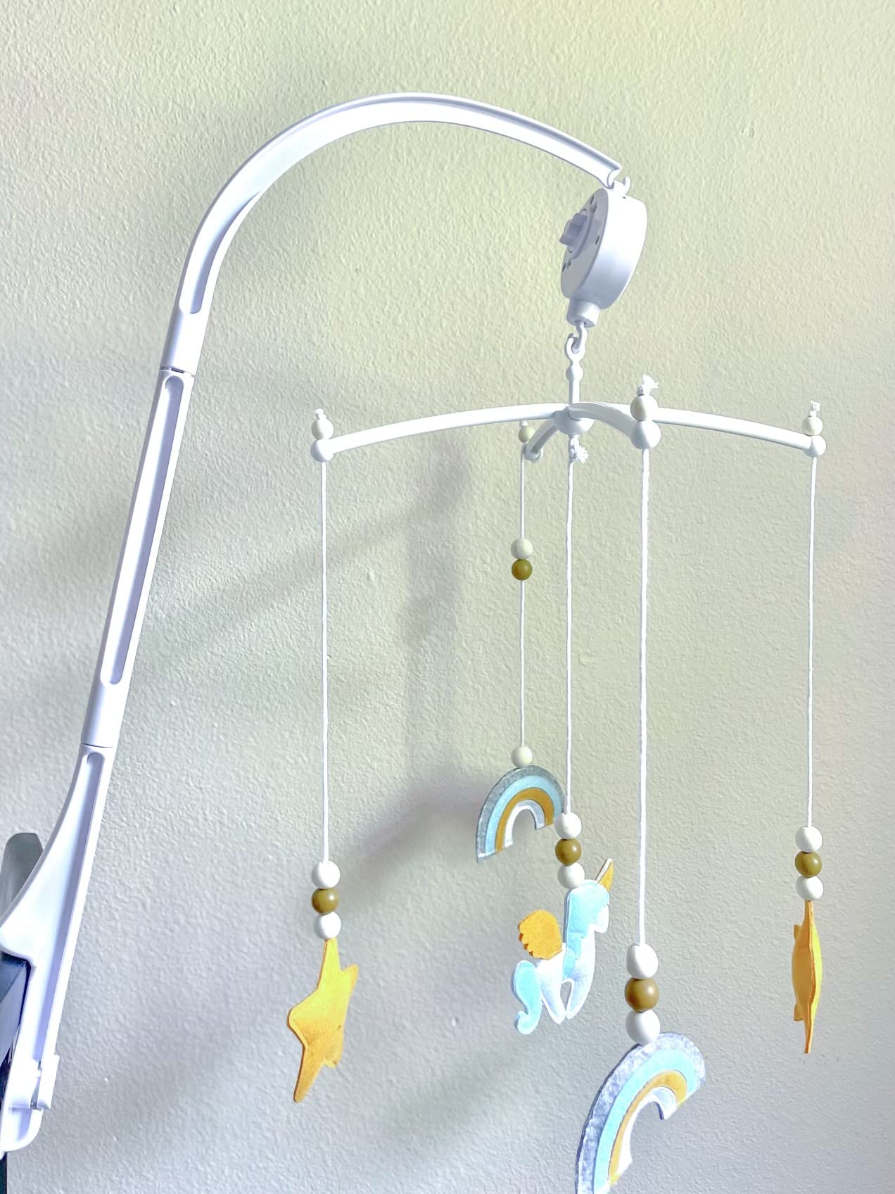 Crib Mobile Rainbow Unicorn Sun with Music Box and Mounting Arm