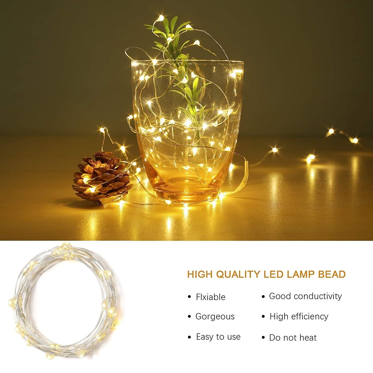 Battery Fairy Lights Led String Lights with Timer 20LED Battery Operated String Lights Copper Wire Light for Indoor Outdoor Lighting Bedroom Wedding Decor Party Christmas Tree Decoration