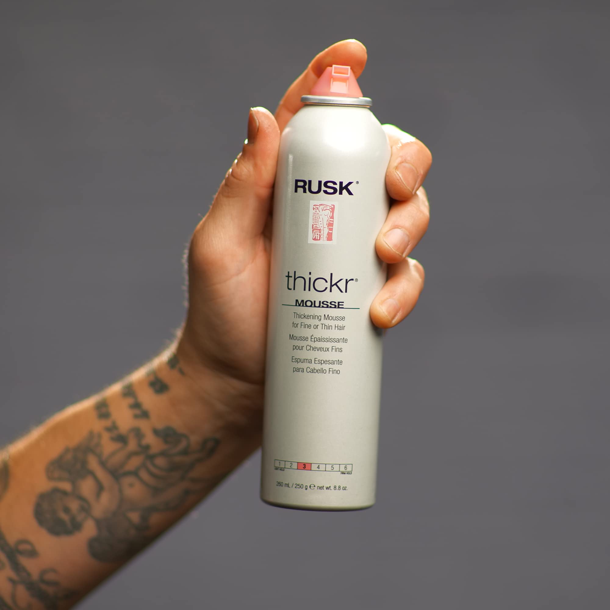RUSK Designer Collection Thicker Thickening Mousse for Fine or Thin Hair, 8.8 Oz, Thickening Mousse that Provides Body, Texture, and Hold Without Buildup