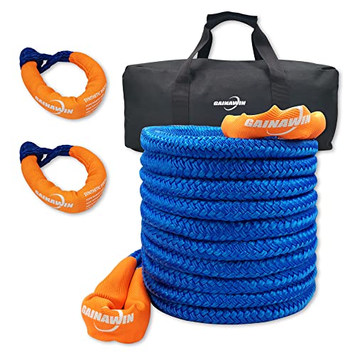 GAINAWIN Power Stretch Recovery Rope Kit (7/8'' x 30'' Tow Rope+2 Soft Shackles) Heavy-Duty Vehicle Recovery Rope for ATV UTV SUV Truck