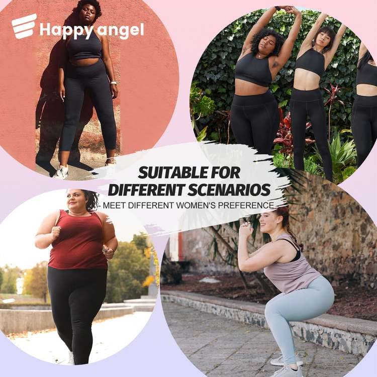 Happy.angel Plus Size Leggings with Pockets for Women, High Waisted Black Yoga Workout Leggings 3X 4X