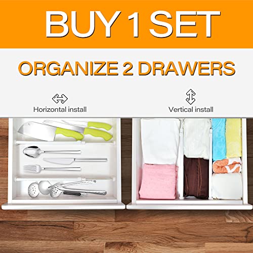 HiYZ Expandable Drawer Dividers, Large Kitchen Utensils Drawer Divider, 2.36" High Adjustable Drawer Organizers Separators for Clothing,Kitchen Utensils,Tools,4 Dividers(12.6"-22.8")