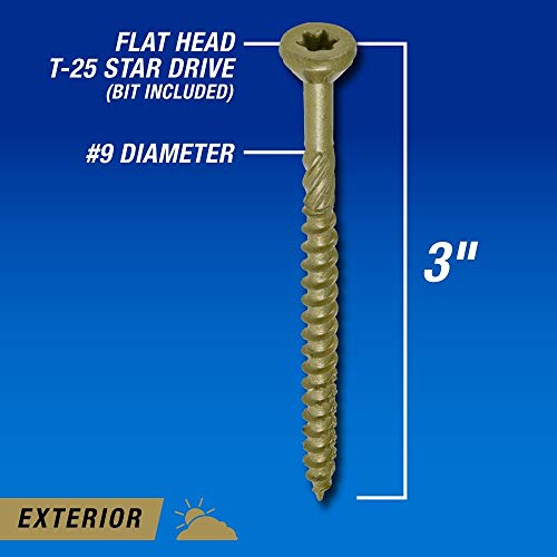 Power Pro Premium Exterior Wood Screws (#9 x 3") - 5lb Box