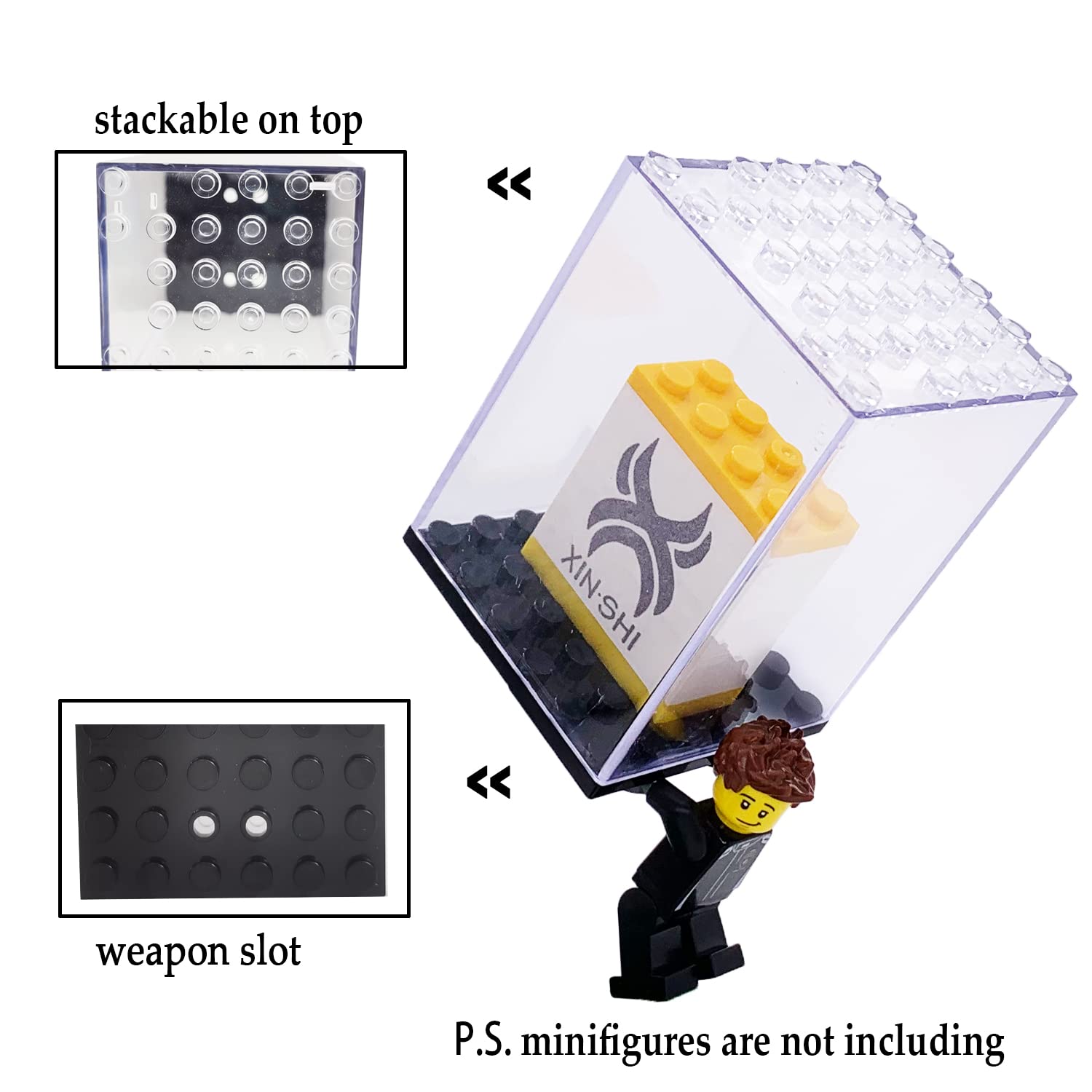 Minifigures Display Case, Acrylic Building Block Display Box, Action Figure Toys Storage for Lego Minifigure, Fit for Lego Lovers(12PCS)