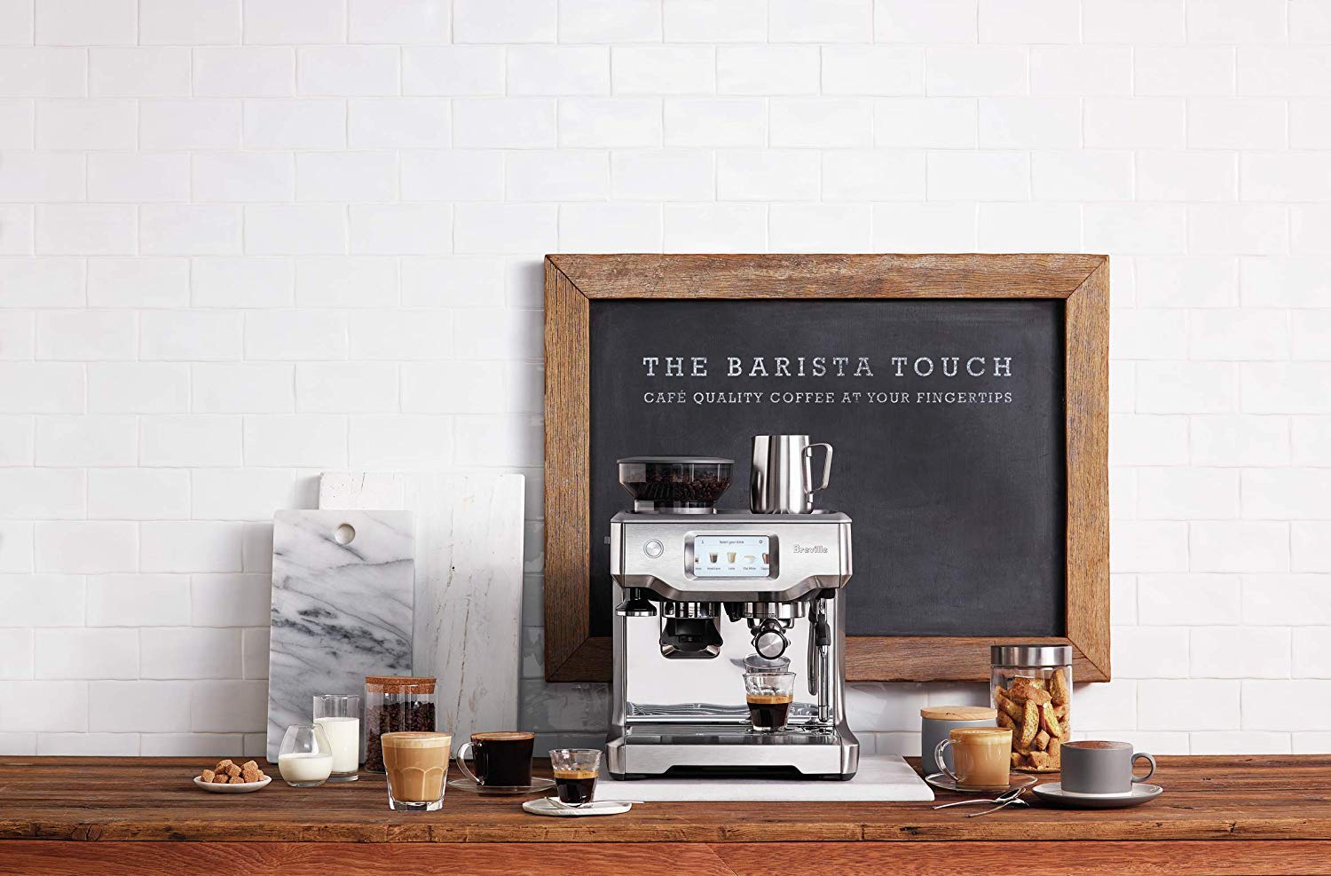 Breville Barista Touch BES880BSS Stainless Steel Espresso Machine w/Touchscreen Controls + Built-In Grinder + Knock Box Mini