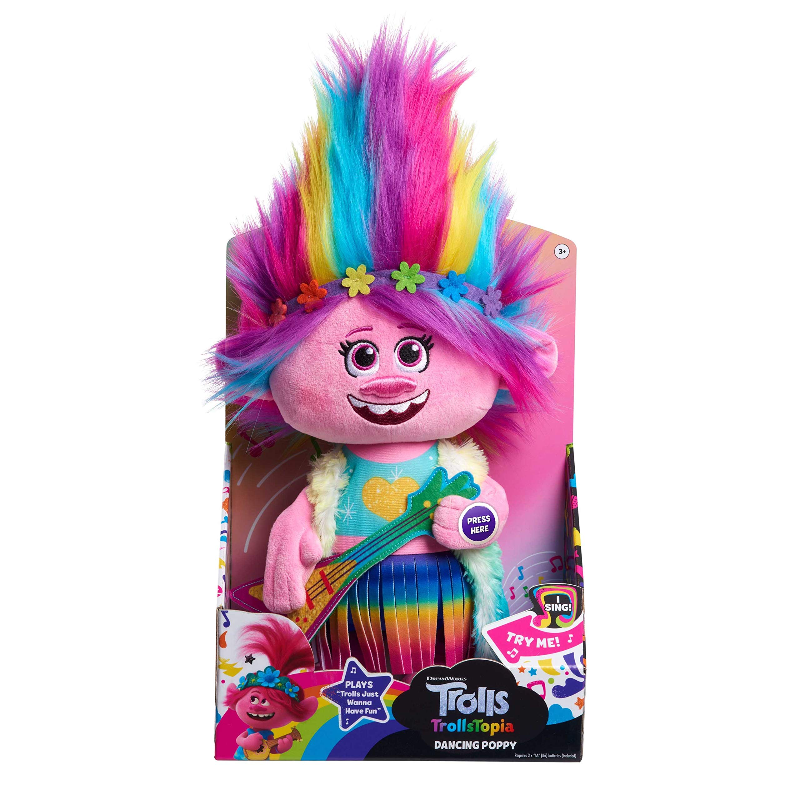 Just Play DreamWorks TrollsTopia Dancing Poppy Feature Plush, Kids Toys for Ages 3 Up