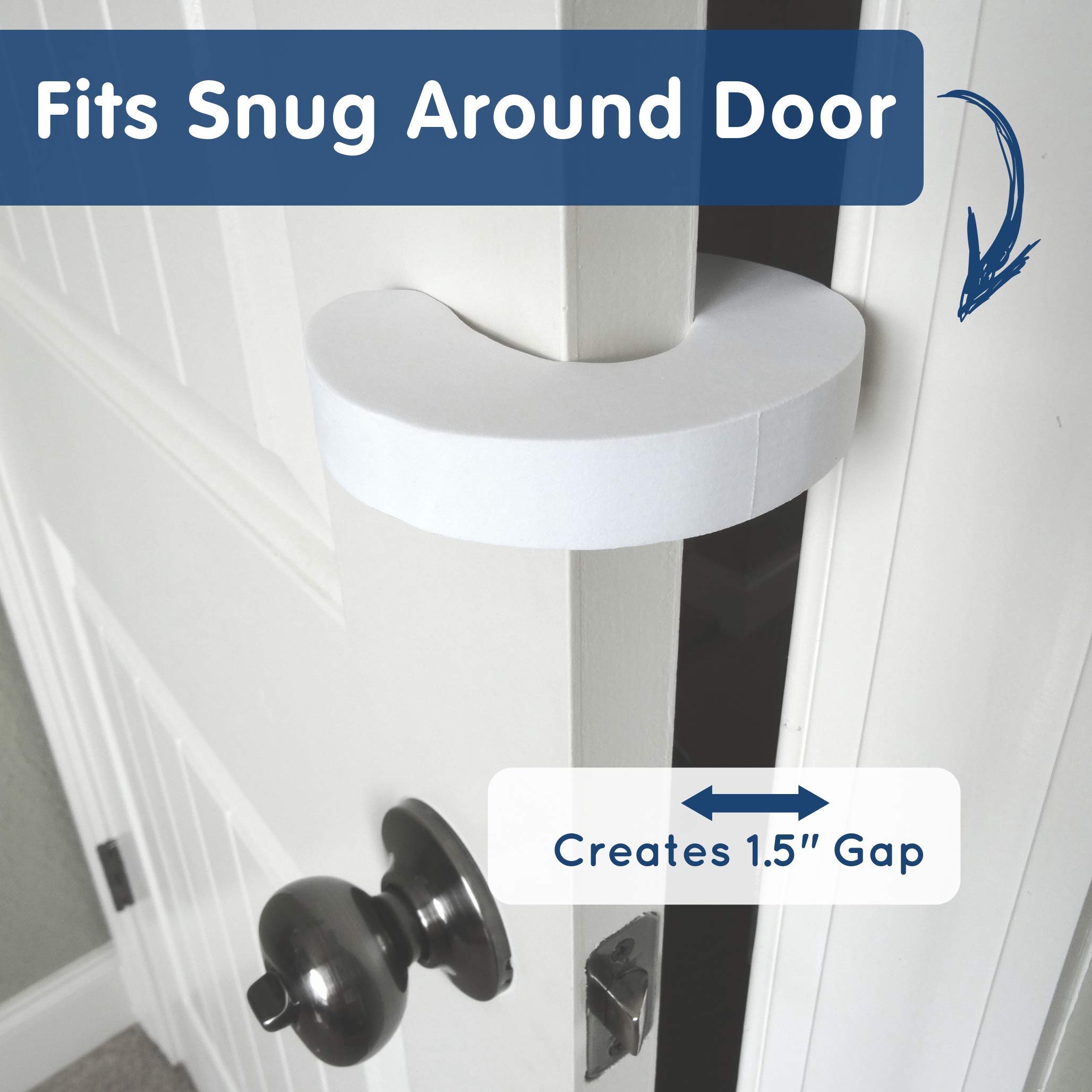 Wittle Baby Proofing Door Stopper - 4pk, Soft EVA Foam Finger Pinch Guard, Prevents Injuries, Slamming Doors, Child or Pet from Getting Locked in Room, White