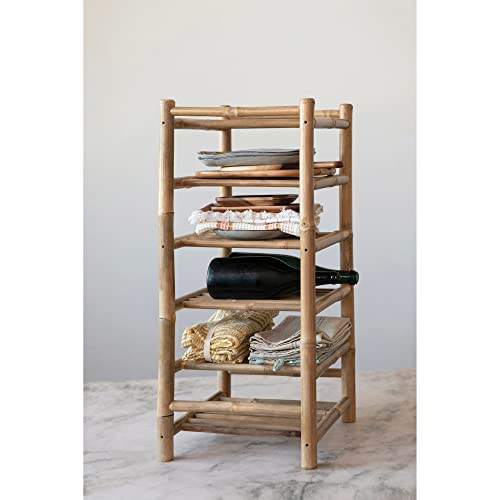 Creative Co-Op Bamboo 6-Tier Shelf, 13" L x 13" W x 30" H, Natural