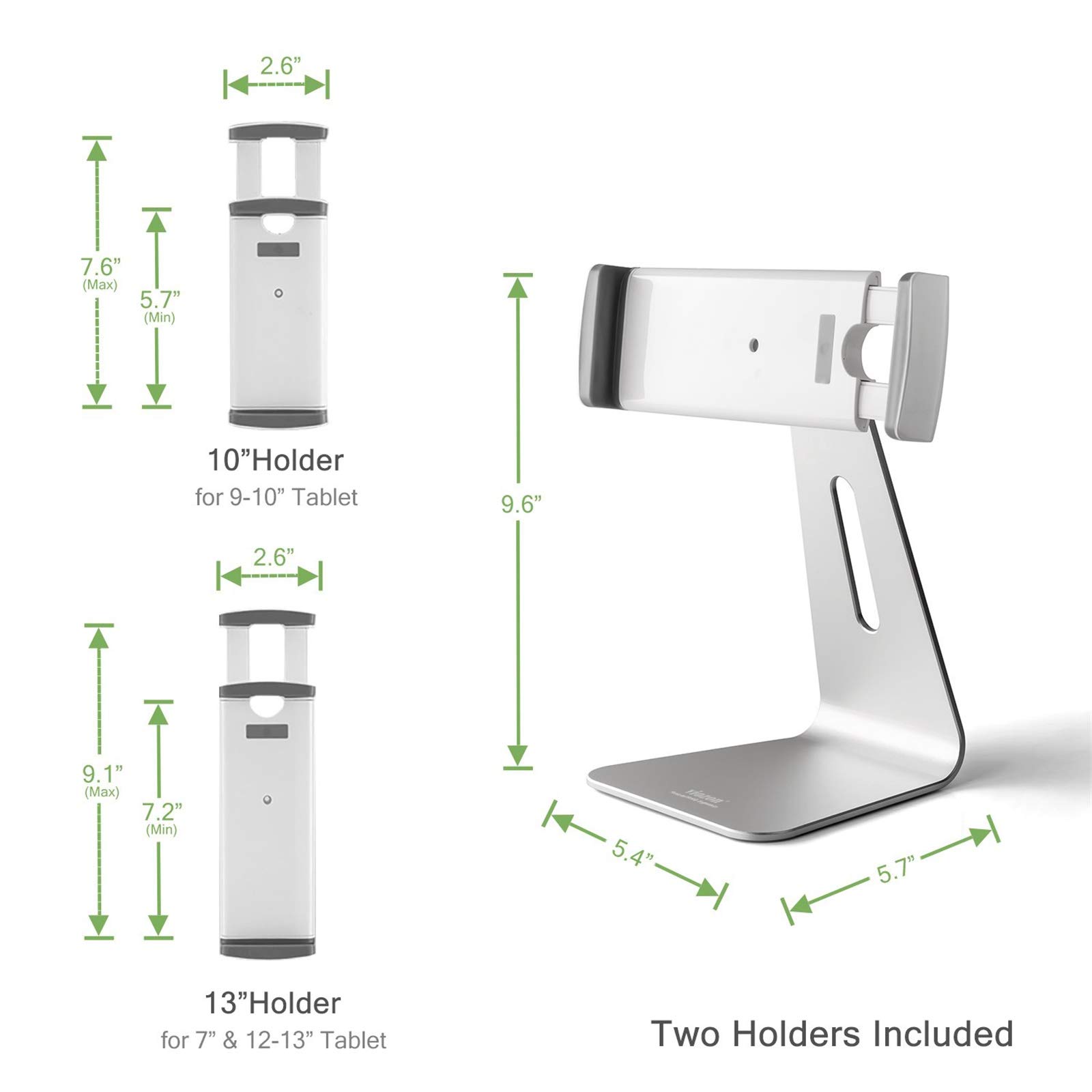 Viozon iPad Pro Stand, Tablet Stands 360° Rotatable Aluminum Alloy Desktop Mount Stand Compatible with 7-13inch iPad Pro iPadAir iPad Mini Surface and Surface Pro (Silver General)