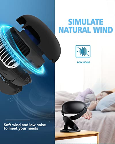 Kaylocheer Clip On Fan, Baby Stroller Fan, 4000mAh, 360° Rotation, Cool & Quiet, 3 Speeds, USB Charging, Convenient Travel Tool.(natural black)