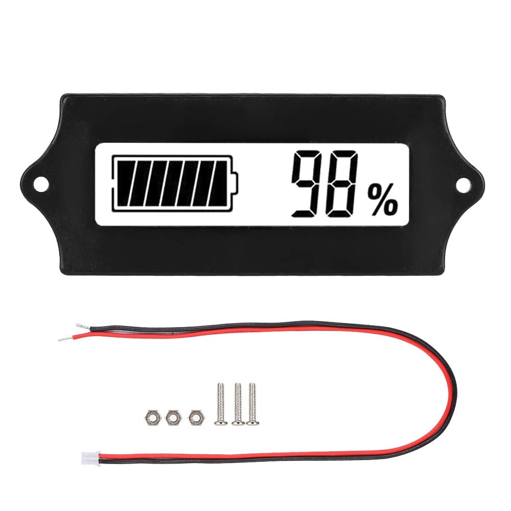 Battery Tester, Battery Monitor Suitable for Acid Battery, Lithium Battery, Iron Lithium Battery,LCD Digital Display Ammeter Voltmeter Voltage Meter Voltmeter with Light Alarm
