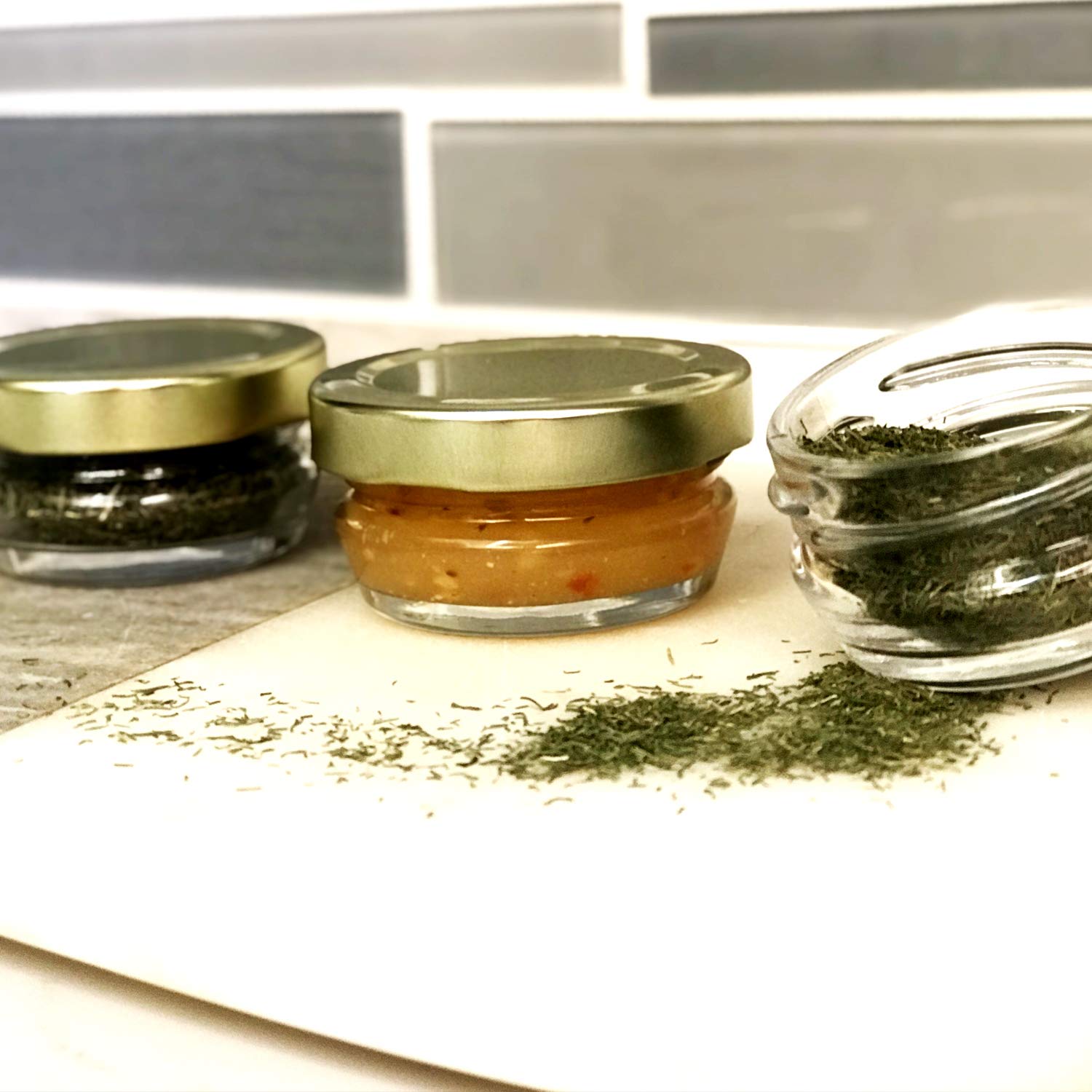 Caviar Line Small Mini Glass Jars With Tin Lids - 24 pack x 0.5 oz β All Purpose Empty Storage Jars