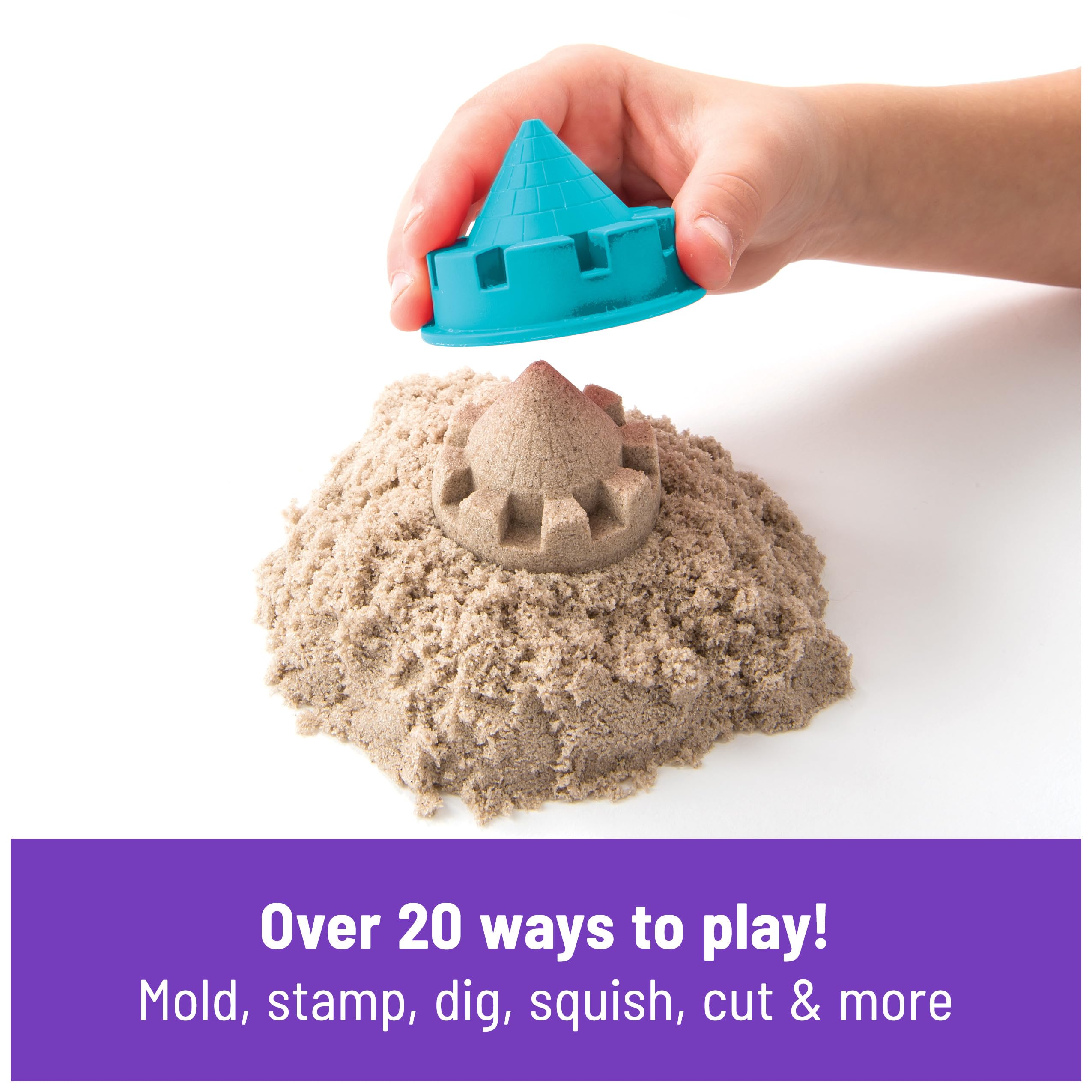 Kinetic Sand, Folding Sand Box with 2lbs of All-Natural Kinetic Sand, 7 Molds and Tools, Play Sand Sensory Toys for Kids Ages 3 and up
