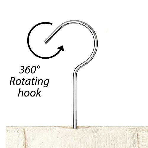 JIANWEI Canvas Clothespin Bag, Clothes Pins Bag Holder, Laundry Clothes Pin Storage Organizer with Hook, Portable Hanging Storage Organizer For Home Balcony Travel(Beige)