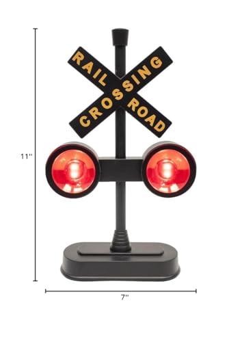 TG,LLC Treasure Gurus Flashing Railroad Track Crossing Signal Red Light Sound RR Xing Train Crossbuck Desk Decor