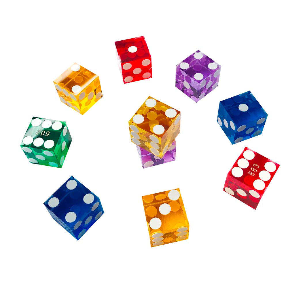 Yuanhe Set of 5 Grade AAA Precision 19mm Serialized Casino dice with Razor Edges and Corners - red β¦