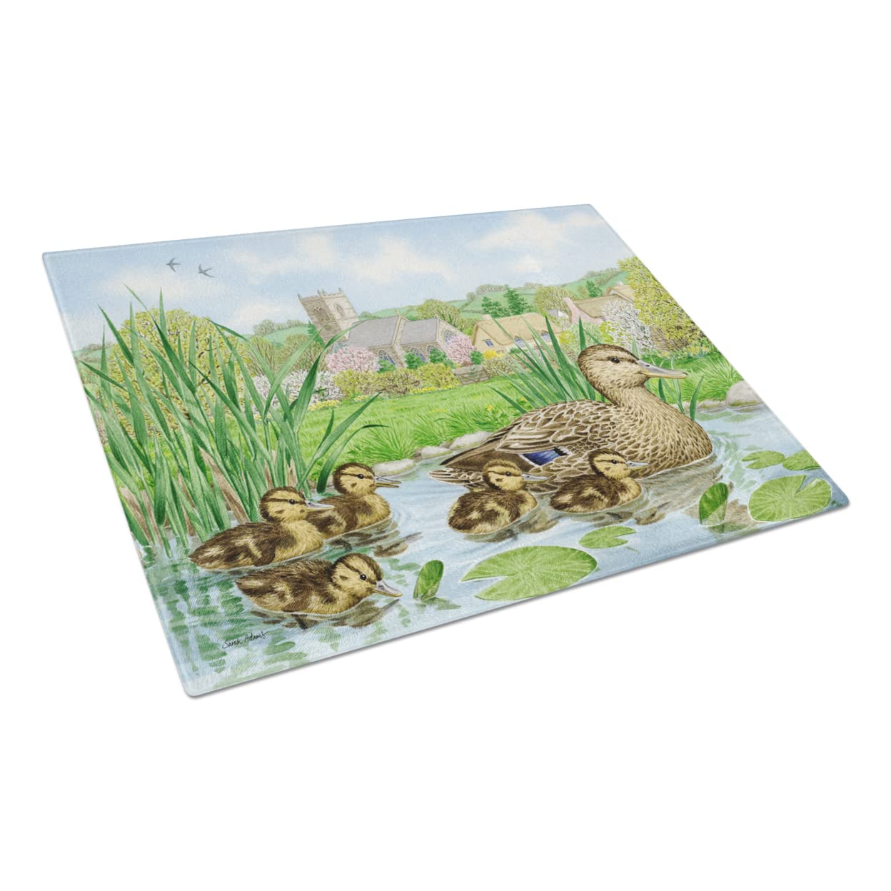 Caroline's Treasures ASA2178LCB Mallard Duck Glass Cutting Board Large Decorative Tempered Glass Kitchen Cutting and Serving Board Large Size Chopping Board
