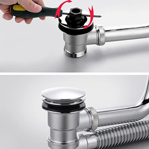 LMMDDP Full Brass Bathroom Bathtub Drainer Push Down Up Hold Bath Waste Drains for Bathing Tub Drain
