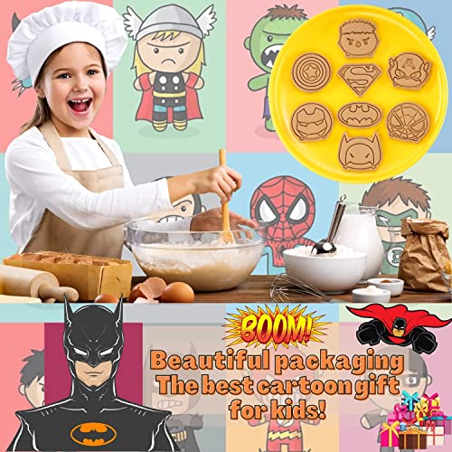 Crethinkaty Cartoon Cookie Cutter-8 Plastic Cookie Stamp- Cartoon Fun Cookie Mold, Children's Baking Set.