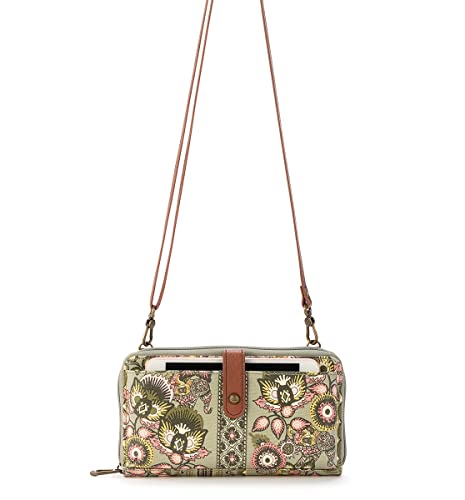 Sakroots womens Canvas, Large Smartphone Crossbody Bag in Coated Canvas Convertible Purse with Detachable Wristlet Strap I, Olive Tapestry World, One Size US