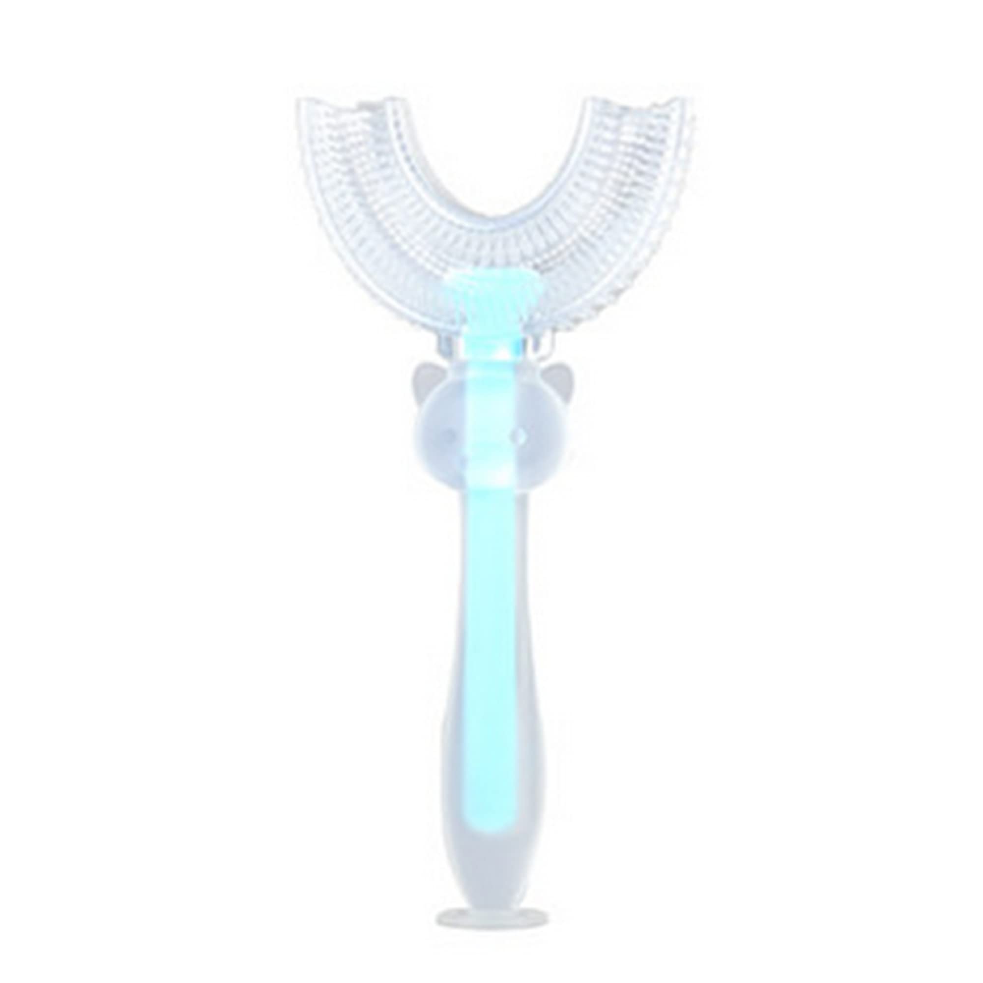ROSEWARD [Upgraded] U Shaped Toothbrush Kids Toddler Baby Toothbrushes 360 Degree Round Tooth Brush Extra Soft, Food Grade Silicone(Large (Age 6-12), Blue)