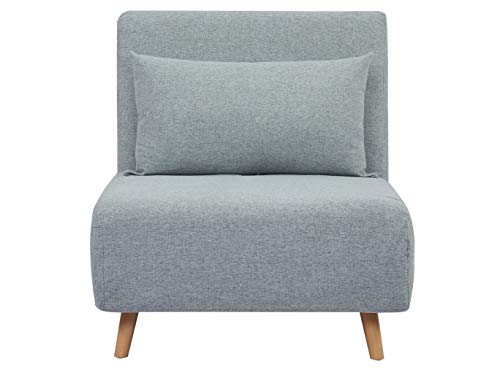 GIA Tri-Fold Light Gray Single Seat Convertible Futon with wooden effect leg/Sofa Bed with Romevoable pillow, Extra Thickness,Flexible position change and Space-Saving.