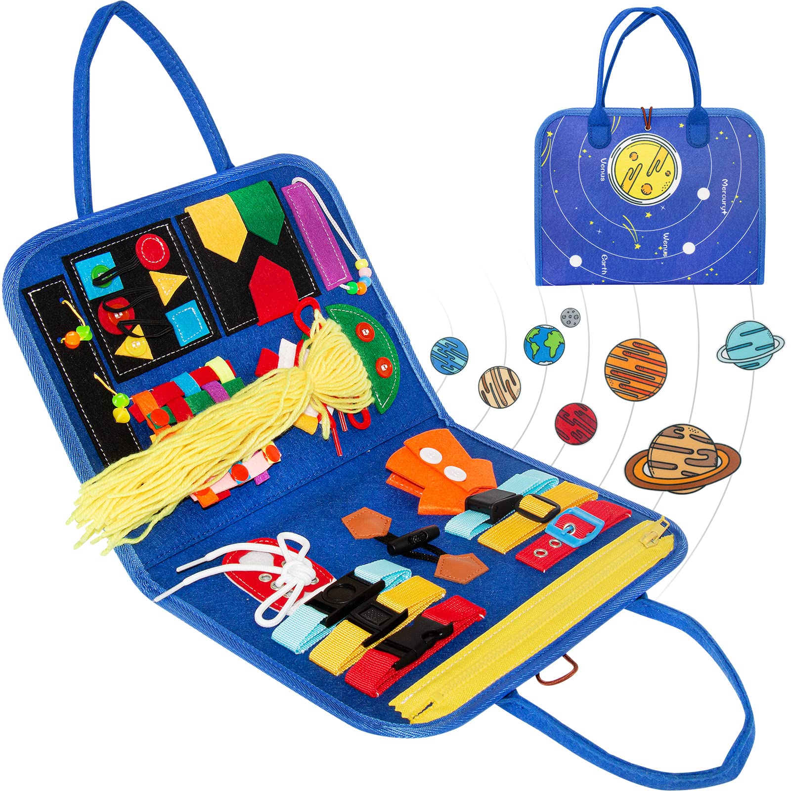 Rebala Busy Board Montessori Toys for Toddlers Sensory Toys Gifts for 1 2 3 4 Year Old Boys & Girls Preschool Toddler Activities Educational Travel Toy Learning Basic Dress Skills (Boy)
