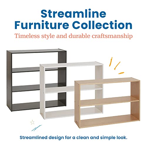 ECR4Kids Streamline 3-Shelf Storage Cabinet, 36in High, Double-Sided Display, Natural