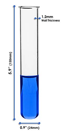 EISCO 24PK Test Tubes, 50ml - Borosilicate 3.3 Glass - 1.2mm Thick Walls, Beaded Rim - Superior Heat & Chemical Durability - 5.9" Tall, 1" Diameter