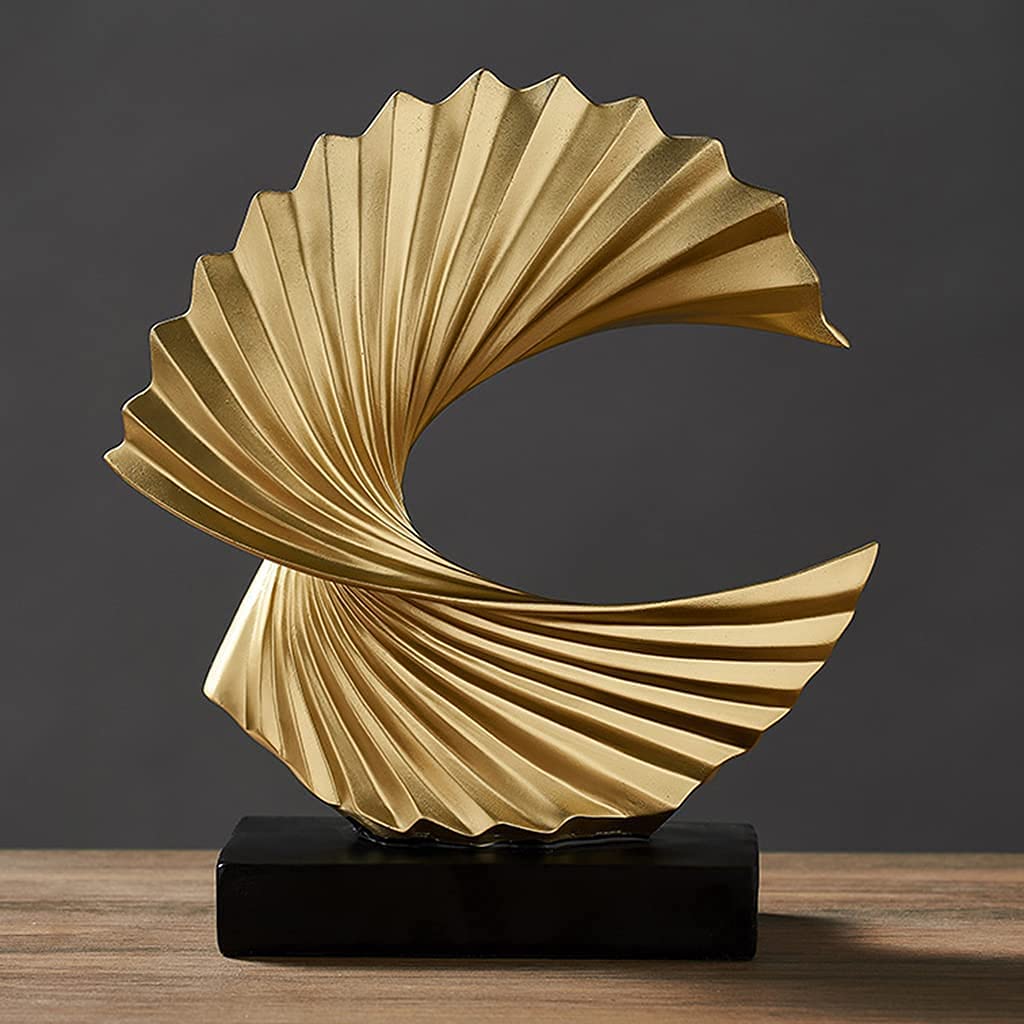 Resin Crafts Art Ornament Abstract Figurines Sculpture Desk Table Statue for Home Bedroom Living Room Garden Office - Golden