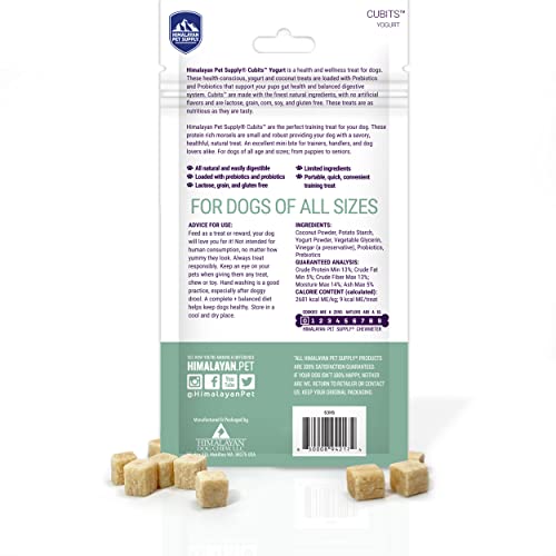 Cubits with Yogurt | Natural Training Treat | Loaded with Prebiotics and Probiotics | No Crumbs - No Sticky Mess | Gluten - Lactose - Soy - Grain Free | 3.5 oz per Pouch