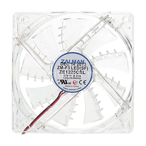 Zalman Ultra Quiet ZM-F3 120mm Blue LED Shark Fin Blade Case Fan Cooling,White ZM-F3 LED (SF)