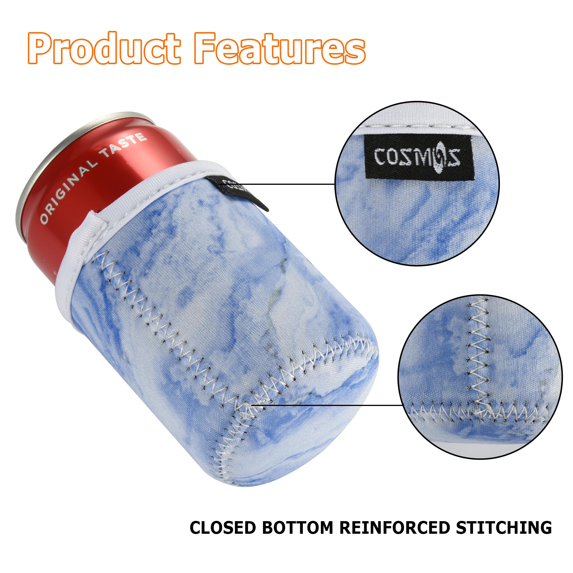 Cosmos 4 Pcs Soft Neoprene 7.5 Fl Oz Mini Can Sleeves Insulators Can Cooler Sleek Can Drink Covers Neoprene Can Sleeve Holder Beverage Insulator Cover for Energy Drink & Beer Cans