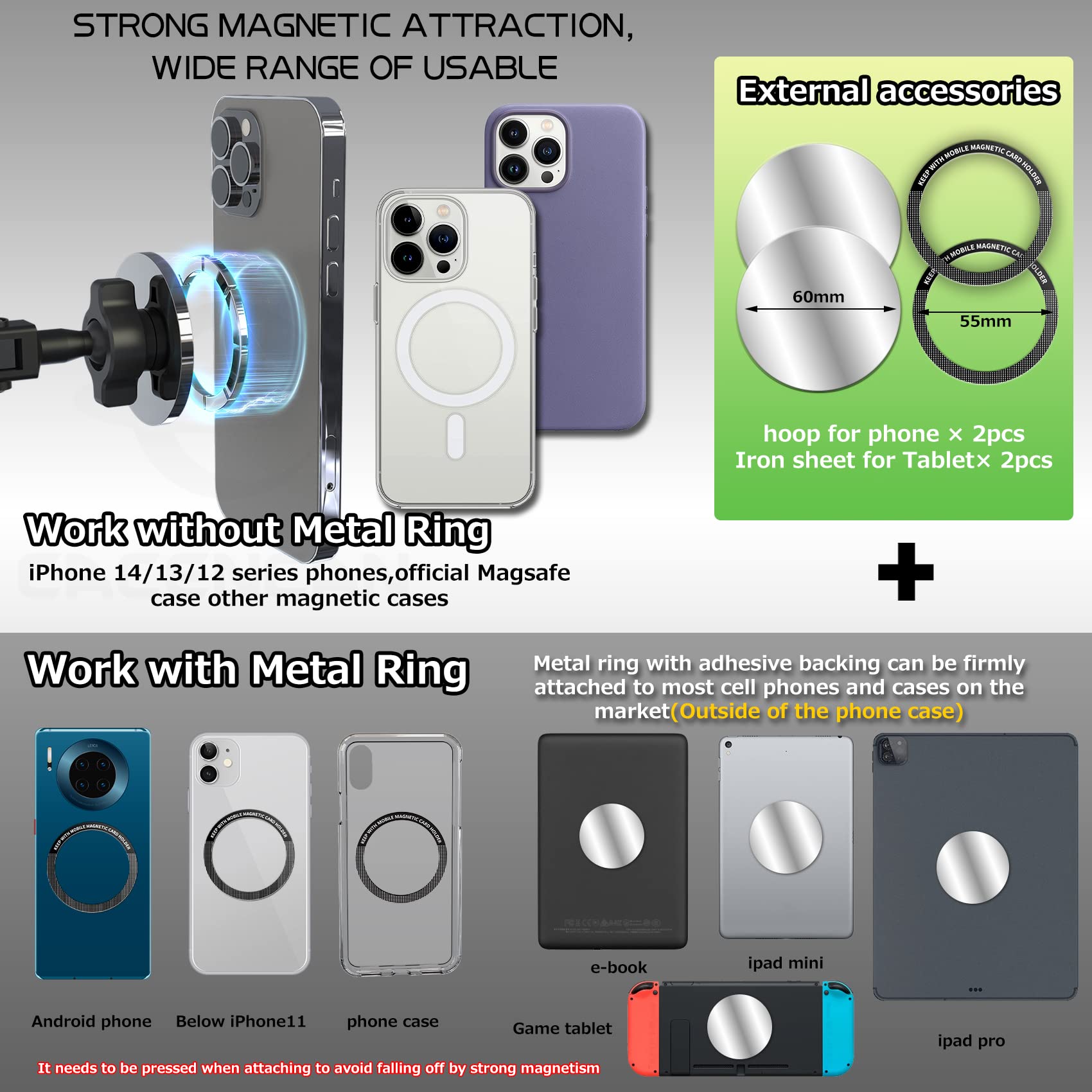 CACENCAN Magnetic Tablet Stand Holder, 360 Rotation, Compatible with iPad, iPhone, Samsung, Google Pixel, and More, Adjustable, Hand Free, Arm, Flexible
