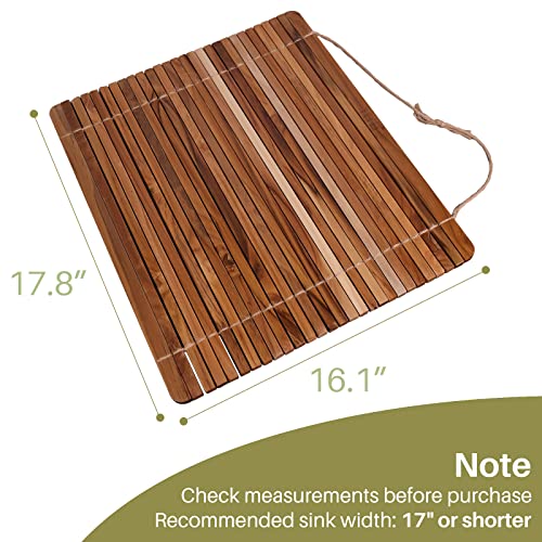 HTB Teak Kitchen Dish Drying Rack & Sponge Holder