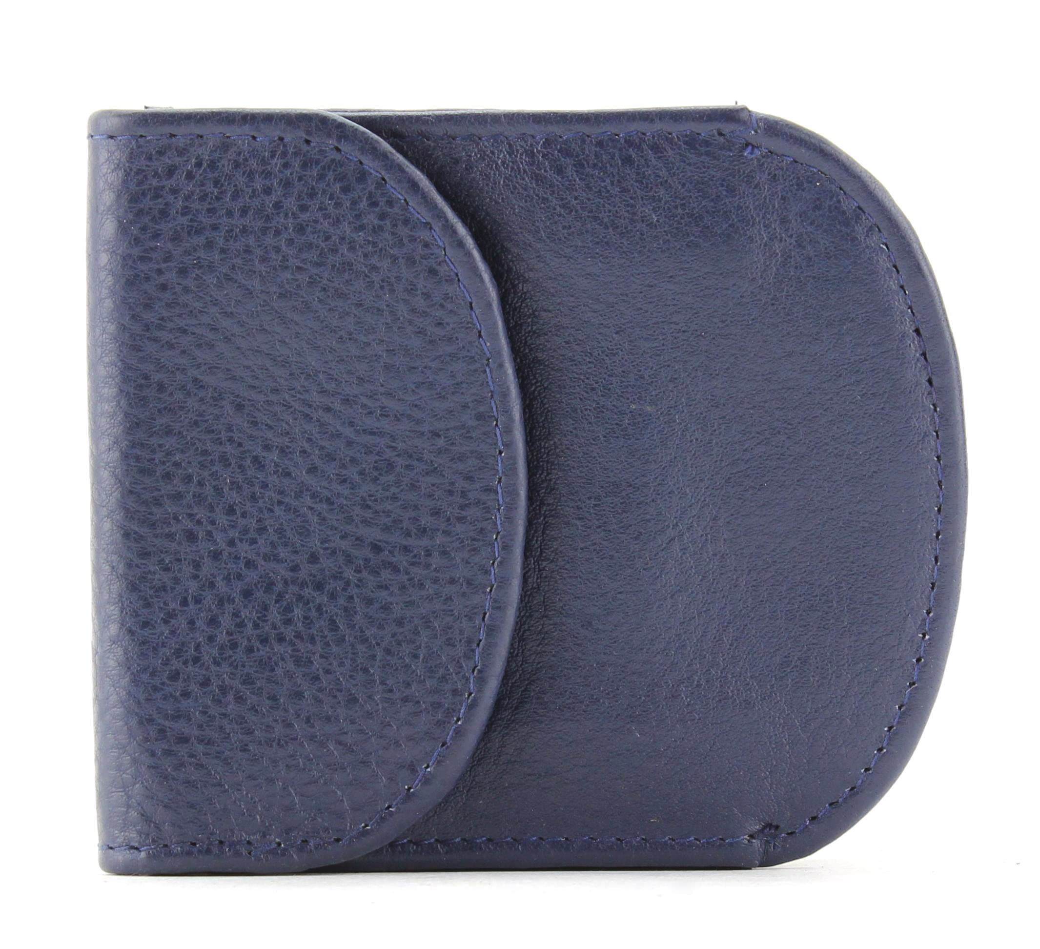 Leather Impressions Minimalist Card Holder for Everyday Style - Long lasting Card Wallet Featuring Two Card Slots And a Snap Pocket Closure With Strong Push Button- Fine Stitched Women Wallet (Navy)