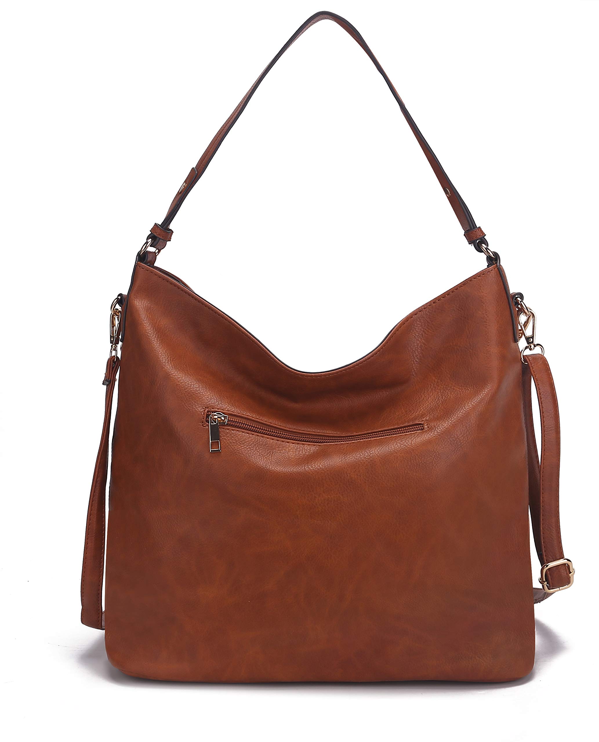 MKF Crossbody for Women - Adjustable Shoulder Strap - PU Leather Top-Handle Handbag Purse Satchel-Tote Bag Charm Brown