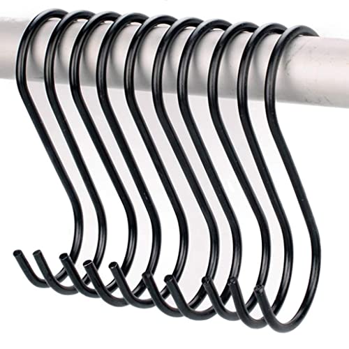 Hook up 10pcs/Set Metal S-Shaped Hook Bathroom Kitchen Coat Hook Multifunctional Storage Hook Hanger Kitchen Stand (Color : Black) jiangyu1994 (Color : Black)