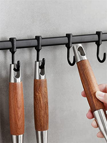 Hook up A Row of Stainless Steel Kitchen Hooks Without Perforation and Traceless Stickers Hook Hanger Bathroom Sticky Hook Rack (Color : Black Size : 7 Hooks) jiangyu1994