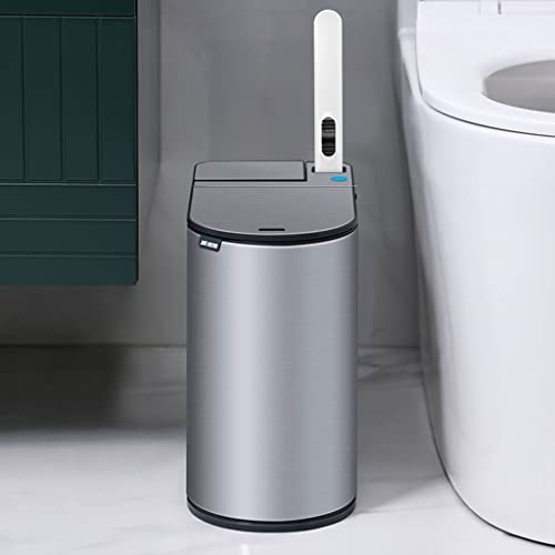 CZDYUF Stainless Steel Smart Trash Can Waterproof with Cover Toilet Brush Trash Bin Top Brand Luxury Business