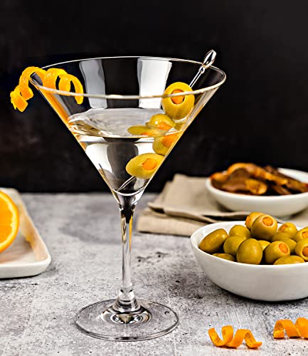 LUNA & MANTHA Martini Glasses | Set of 4 | 10oz | Hand-Blown Crystal Large Martini Glass Set | Elegant Cocktail Glasses for Bar, Whiskey, Gin, Tequila | Goblet Gift Set for Birthday, Housewarming