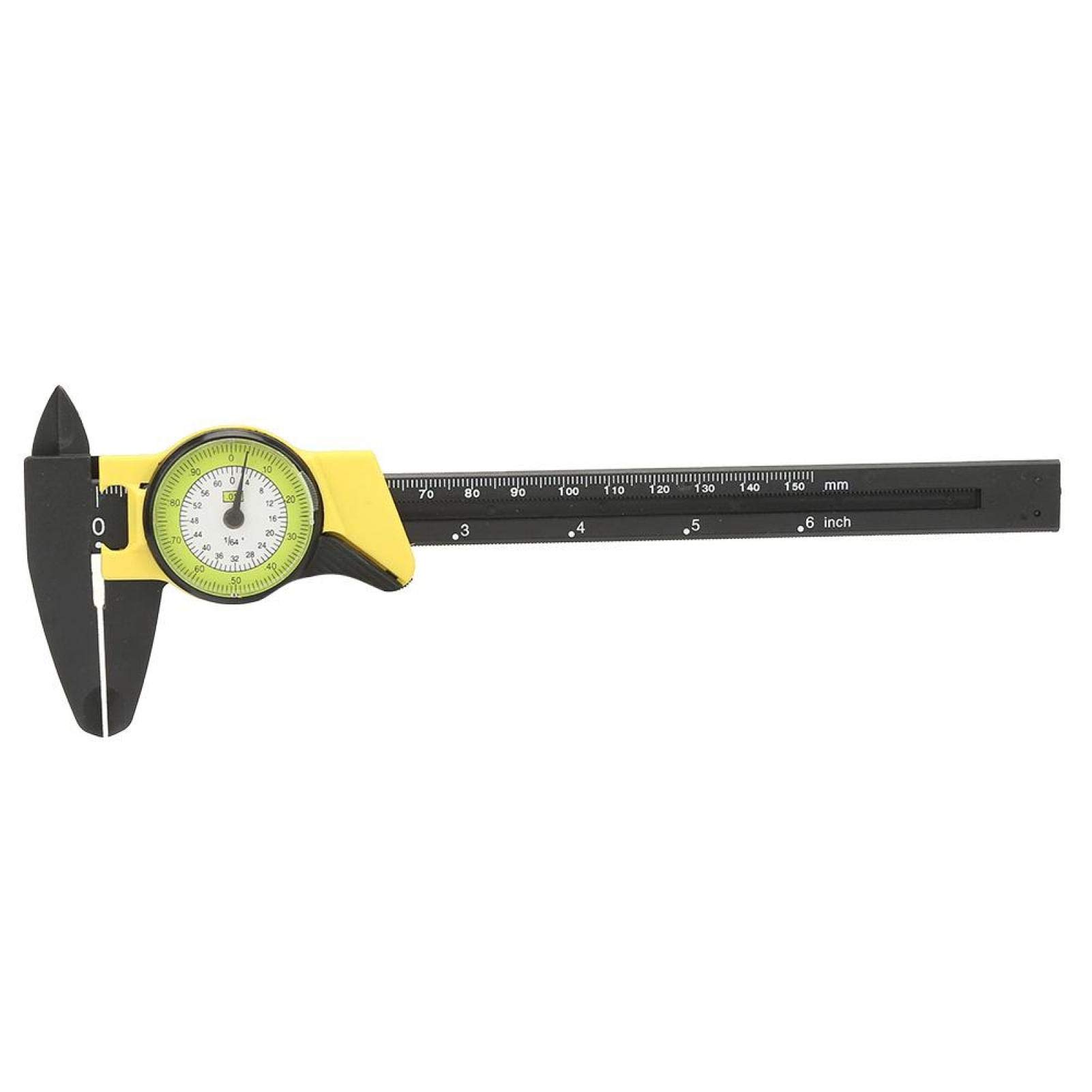 Depth Gauge Plastic Dial Vernier Caliper Professional Micrometer High Precision Measuring Tools with Round Dial for Machinists Woodworkers Craft(Yellow)