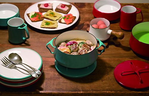 DANSK 833297 Koben Style Double Handed Pot, 7.1 inches (18 cm), 2.2 L., Induction Compatible, Turquoise/Teal, Oven Safe, Enameled