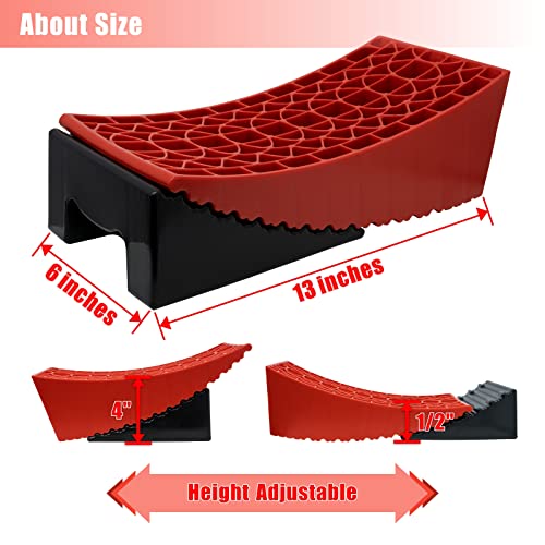 HRIDECYT Camper Levelers for Travel Trailers,No Trimming Required,Faster and Easier Than RV Leveling Blocks,Includes 2 Curved Levelers,2 Wheel Chocks,2 Non-Slip Mats,1 Carry Bag,Up to 35000lbs