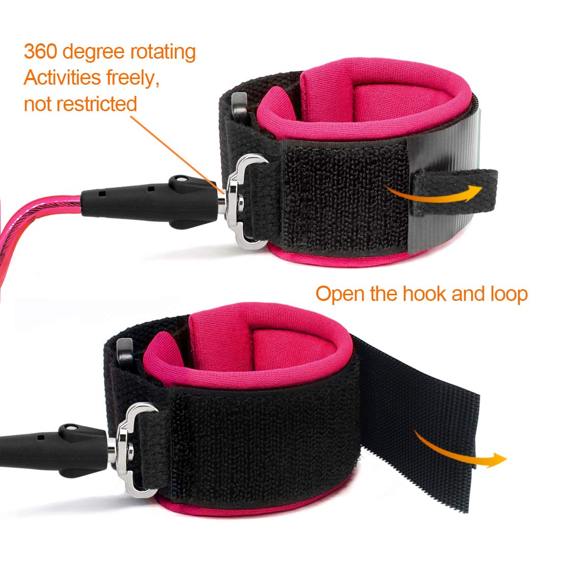 Blisstime Anti Lost Wrist Link Safety Wrist Link for Toddlers, Babies & Kids,Pack of 2 Rose Red 4.9ft and Blue 8.2 ft