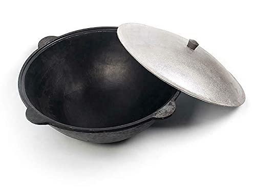 Free2Buy CKG Heavy Duty Cast Iron Казан Oven Tatar Dish Plov Плов Pot Mangal Making Cookware Kazan Insulated Double Handle with Lid Cooking Frying Pan – 22 L - Cooking Gifts
