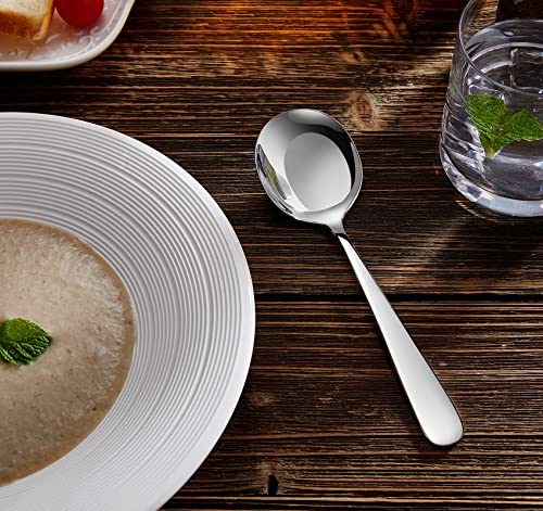KEAWELL Premium 4-Piece 7" Louise Soup Spoons, 18/10 Stainless Steel, Dishwasher Safe