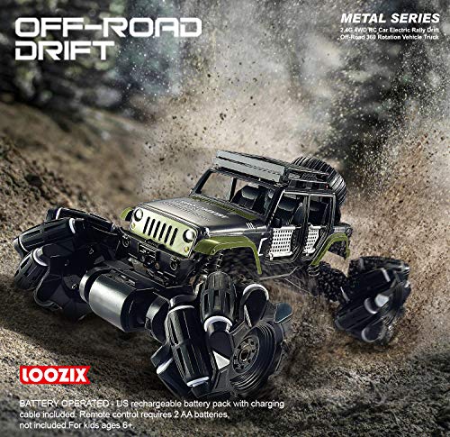 LOOZIX 1:16 Alloy Gesture Sensing Remote Control Car, Hand Controlled 360° Rotating 4WD 2.4Ghz RC Monster Trucks Stunt Vehicle Rechargeable Batteries for Kids